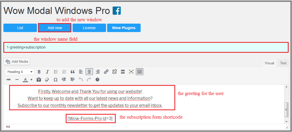 Setting the display order of the modal windows