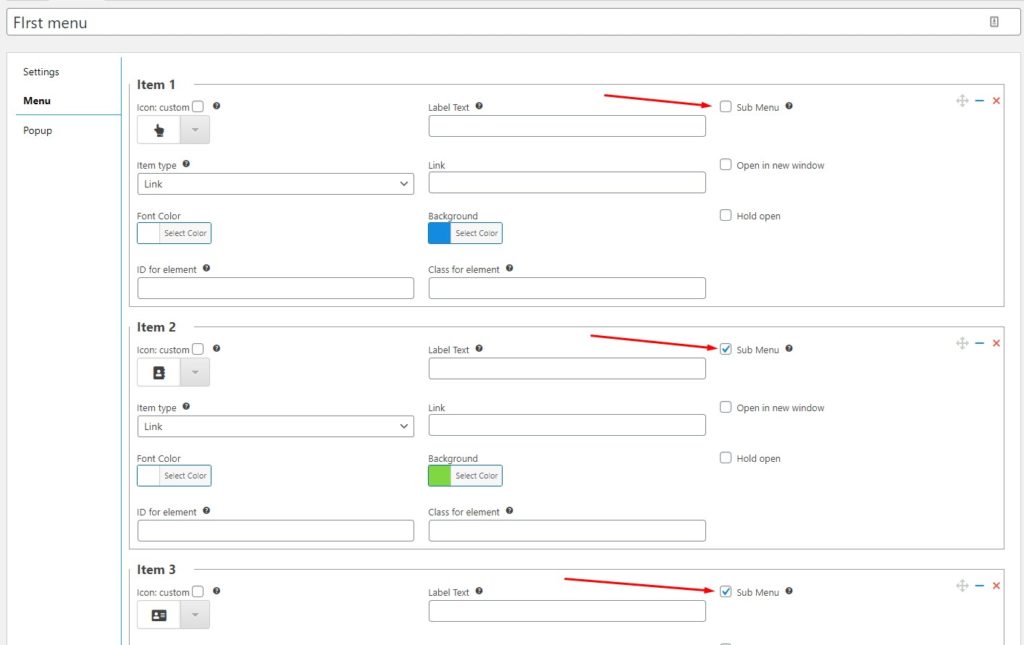 Menu with several buttons with sub buttons - FAQs Center
